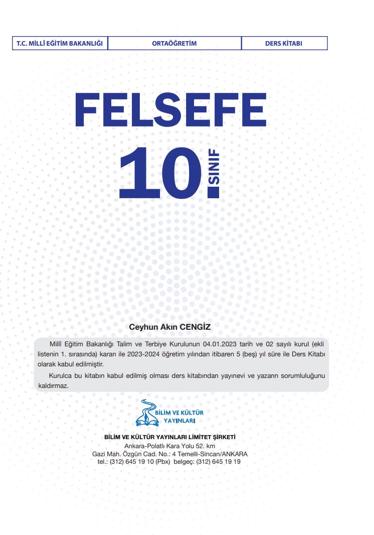 10. Sınıf Felsefe Ders Kitabı Bilim Kültür Yayınları Pdf