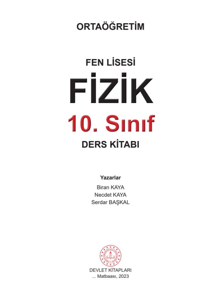10. Sınıf Fen Lisesi Fizik Ders Kitabı Meb Yayınları Pdf