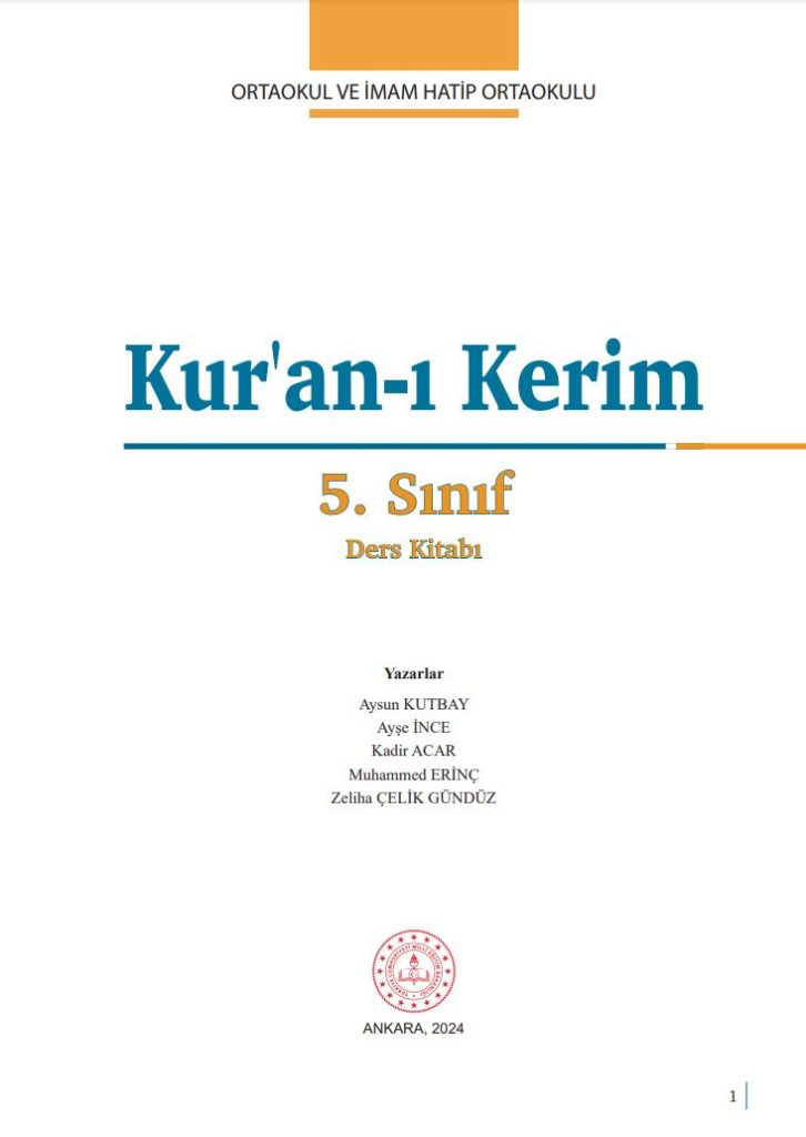 5. Sınıf Kuran-ı Kerim İHO Ders Kitabı Meb Yayınları Pdf