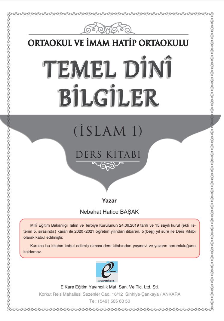 7. Sınıf Temel Dini Bilgiler Ders Kitabı E-Kare Yayıncılık Pdf