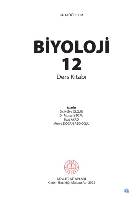 12. Sınıf Biyoloji Ders Kitabı Meb Yayınları Pdf