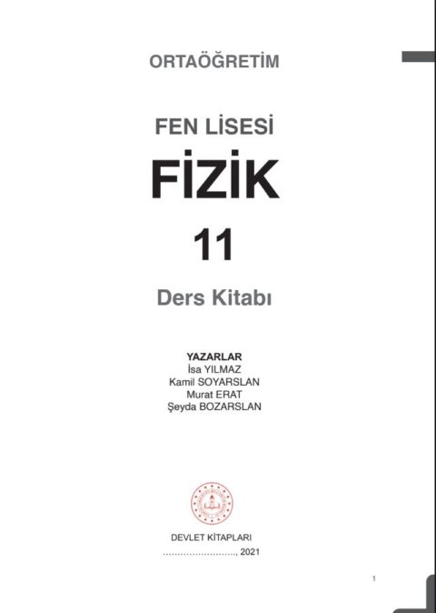 11. Sınıf Fen Lisesi Fizik Ders Kitabı Meb Yayınları Pdf